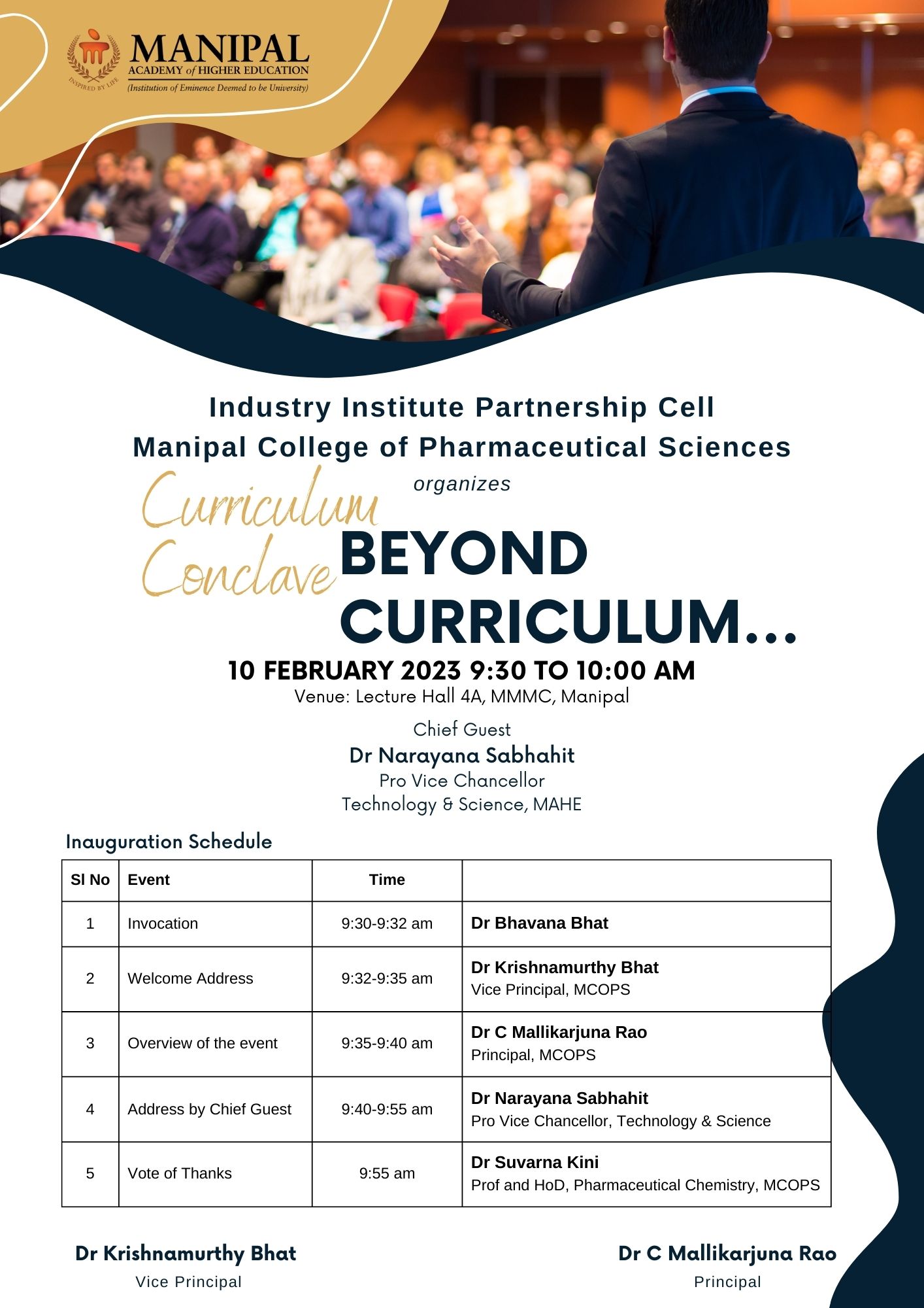 Program Schedule of Curriculum Conclave on the theme “Beyond Curriculum”